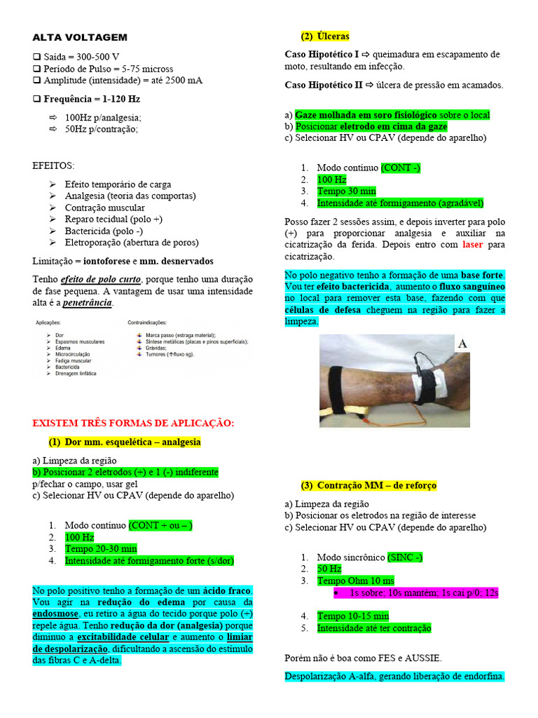 Resumo Prova Prática Eletroterapia | PDF