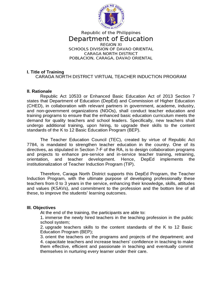 Training Design For TIP 2021 | PDF | Teacher Education | Teachers