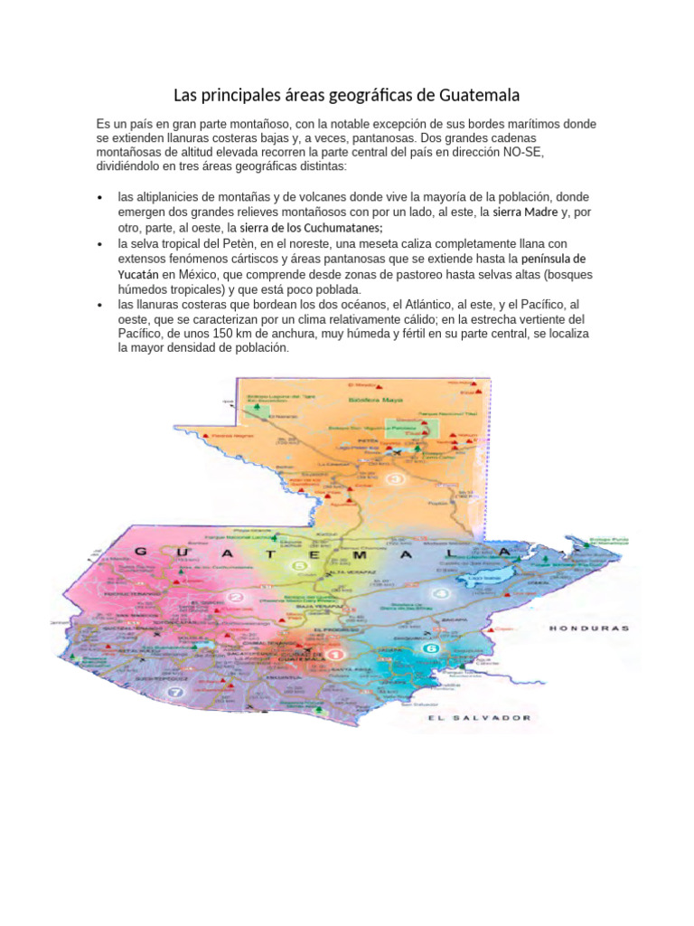 Las Principales Áreas Geográficas de Guatemala | PDF