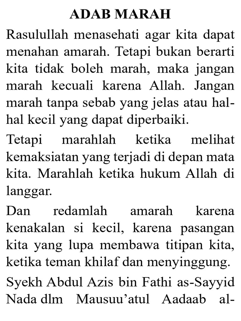 Adab Marah | PDF | Semitic Words And Phrases | Self-Improvement