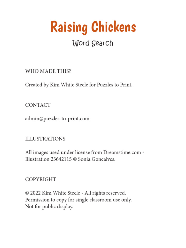 Raising Chickens Word Search | PDF