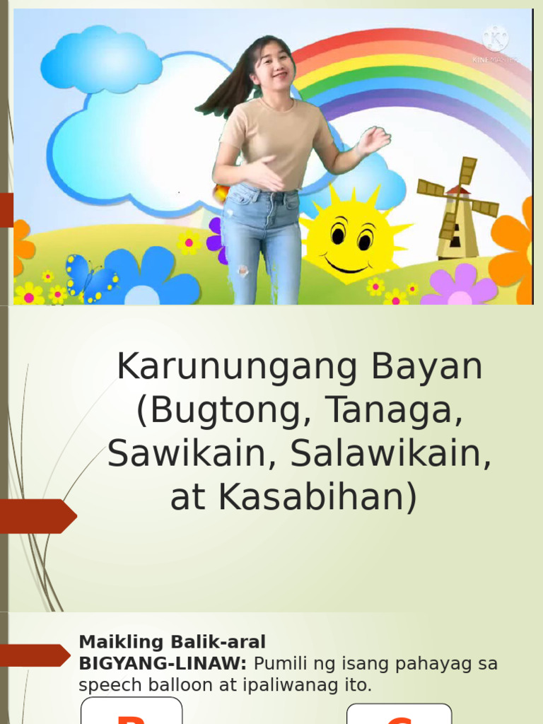 Karunungang Bayan (Bugtong, Tanaga, Sawikain | PDF