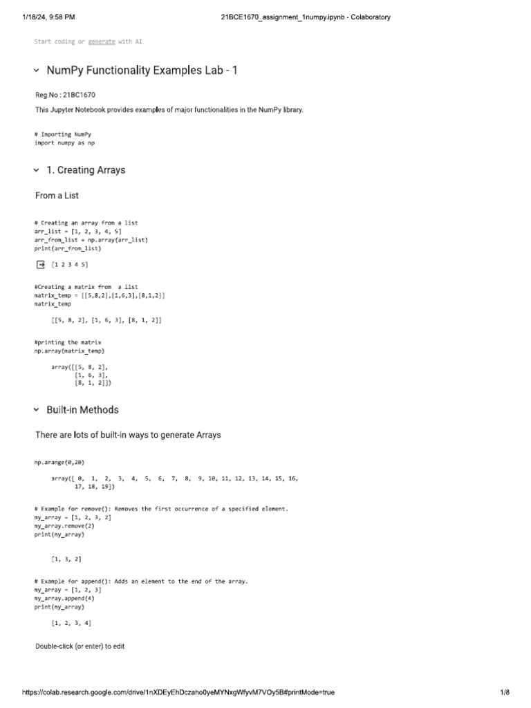 ML Lab-1 Numpy | PDF