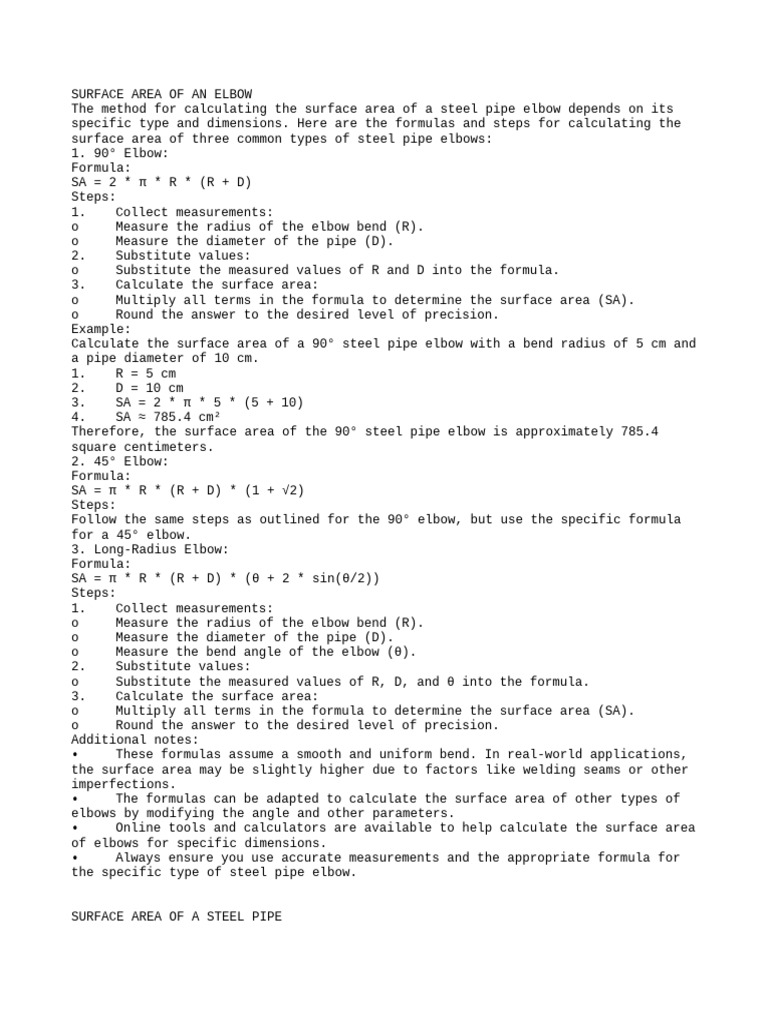 Surface Area of Elbows and Caps | PDF | Area | Surface Area