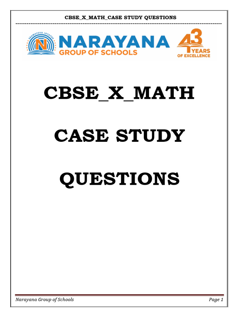 Cbse X Math Case Study Questions | PDF