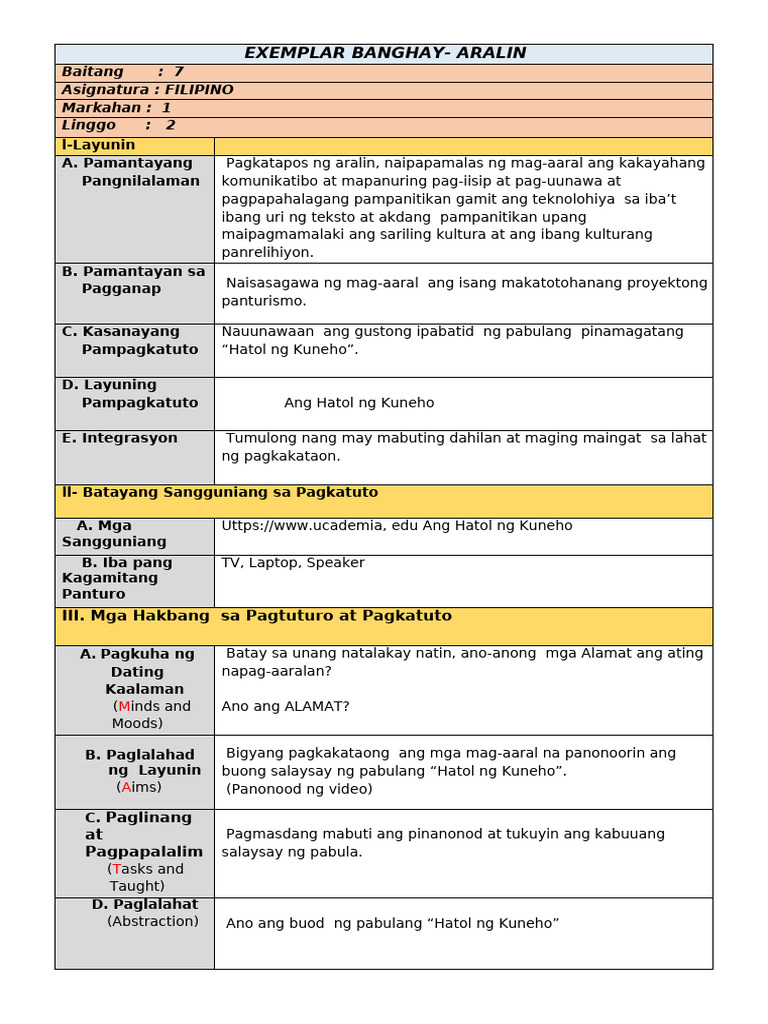 Matatag Template Filipino | PDF