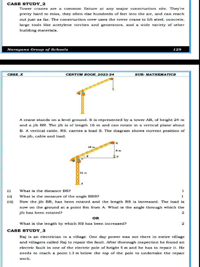 Application of Trigonometry Case Study Questions | PDF
