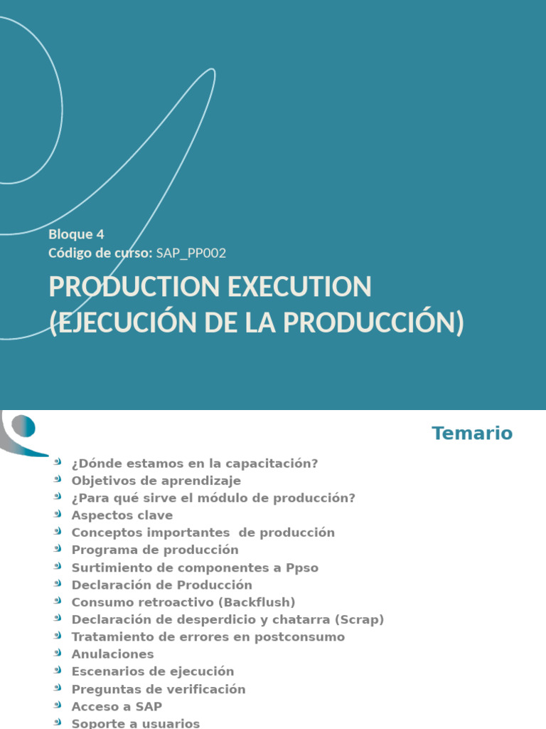 B4 SAP PP002 Ejecucion de La Produccion | PDF