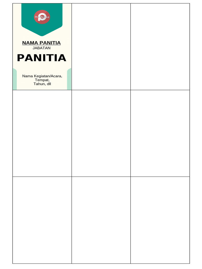 Desain 1 ID Card Panitia Hijau File Word Tanpa Pas Foto | PDF