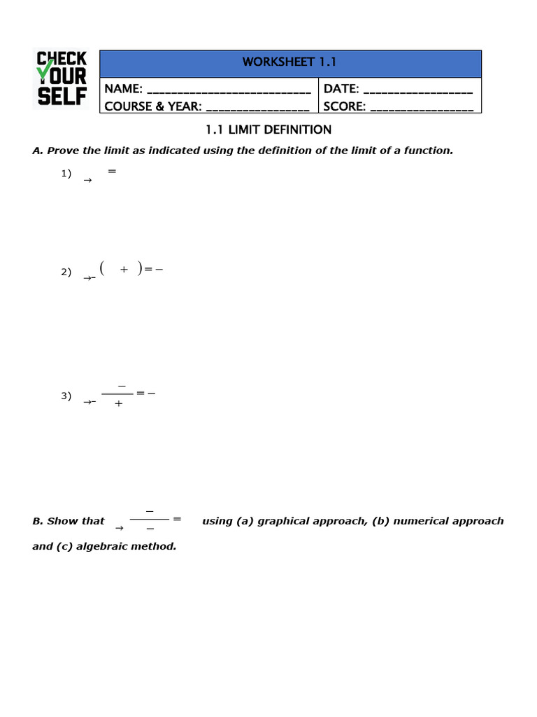 CALC Chapter 1 Limits and Continuity Activities | PDF