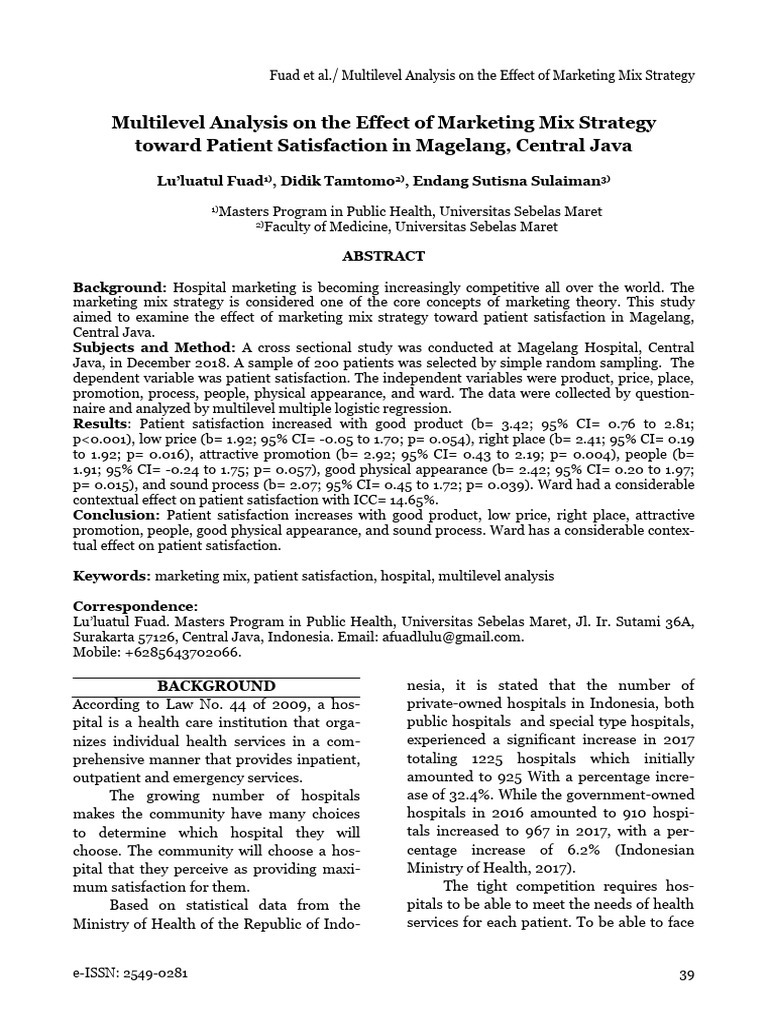 Multilevel Analysis On The Effect of Mar | PDF | Multilevel Model ... Multilevel Analysis On The Effect of Mar | PDF | Multilevel Model ...