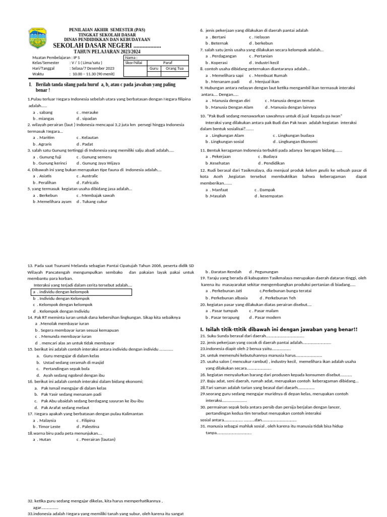 Pas Ips 2021 KLS 5 | PDF