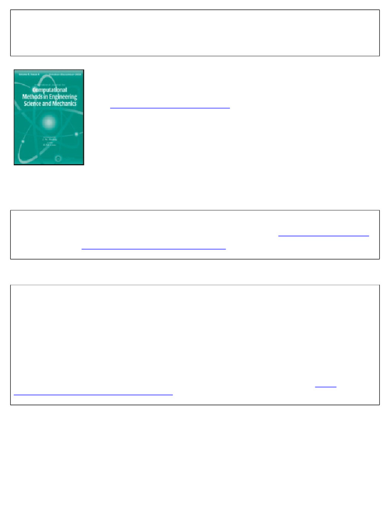 International Journal For Computational Methods in Engineering Science ...
