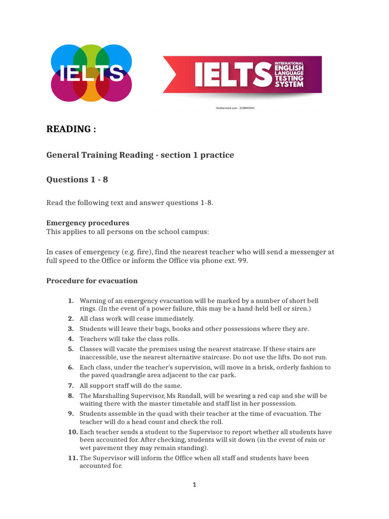 Ielts General Sample Test1 | PDF