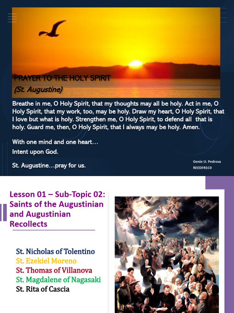 Lesson 1 - Sub Topic 2 - Augustinian Saints | PDF