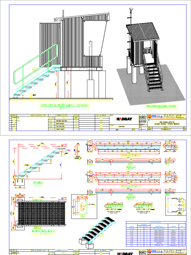 3.plano de Fabricacón Barandas Metalicas y Escaleras-Hudbay | PDF