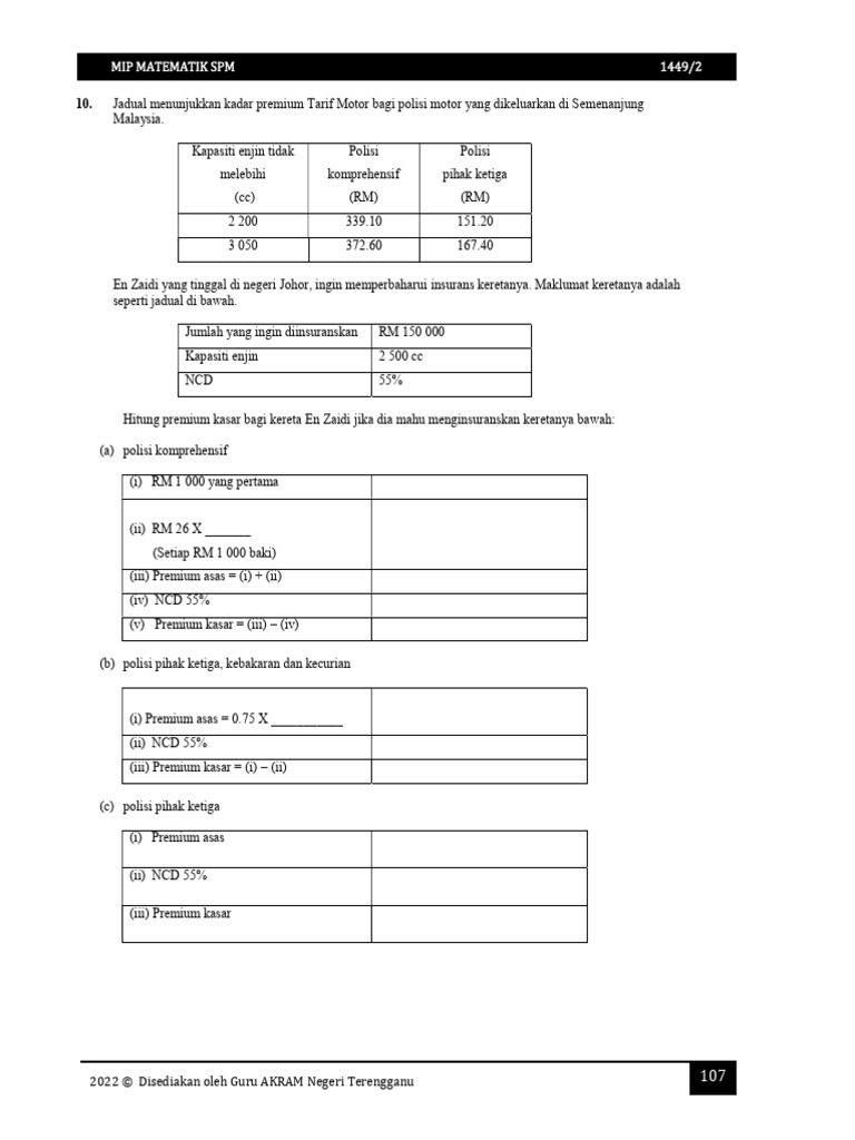 MM T5 - Latihan Bab 4 - Cukai | PDF