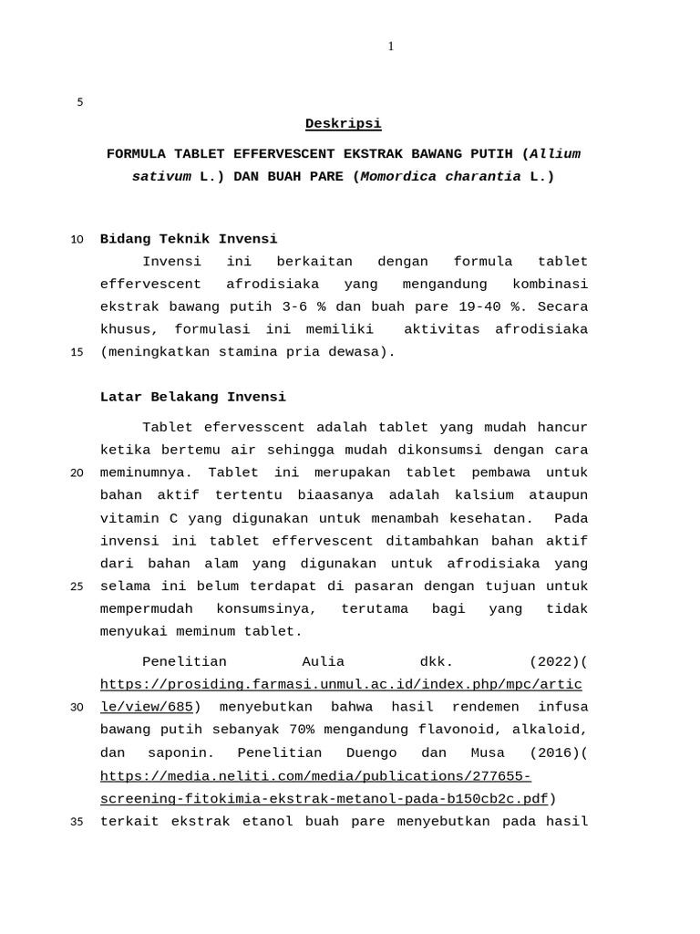 Proposal Paten Sederhana (Formula) - Revisi | PDF