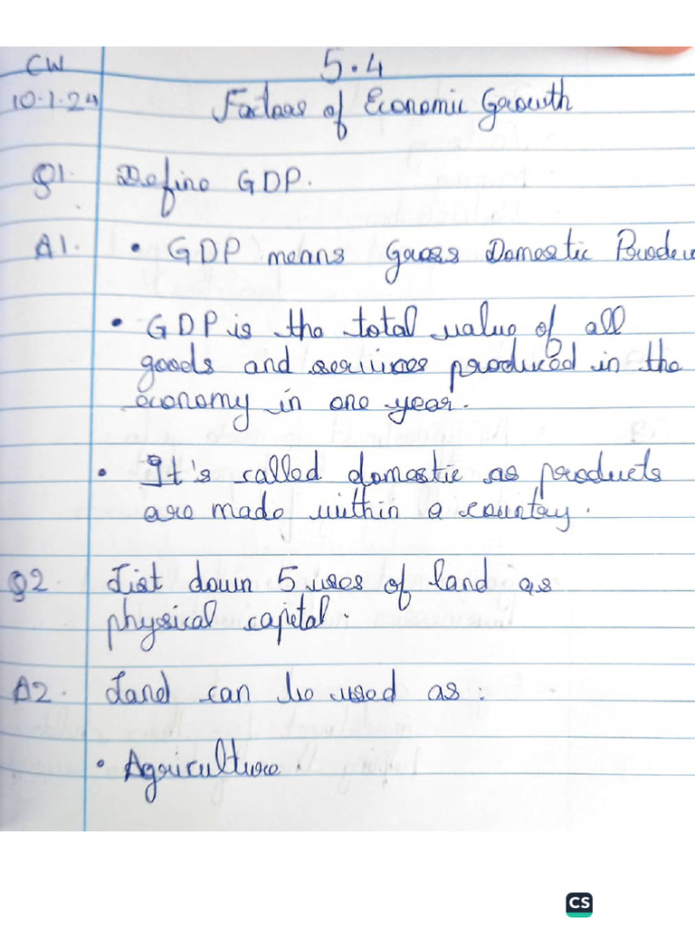 5.4 - Factors of Economic Growth | PDF