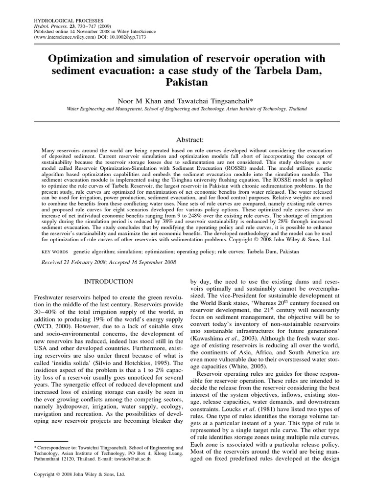 Optimization and Simulation of Reservoir Operation With Sediment Evacuation: A Case Study of The ...