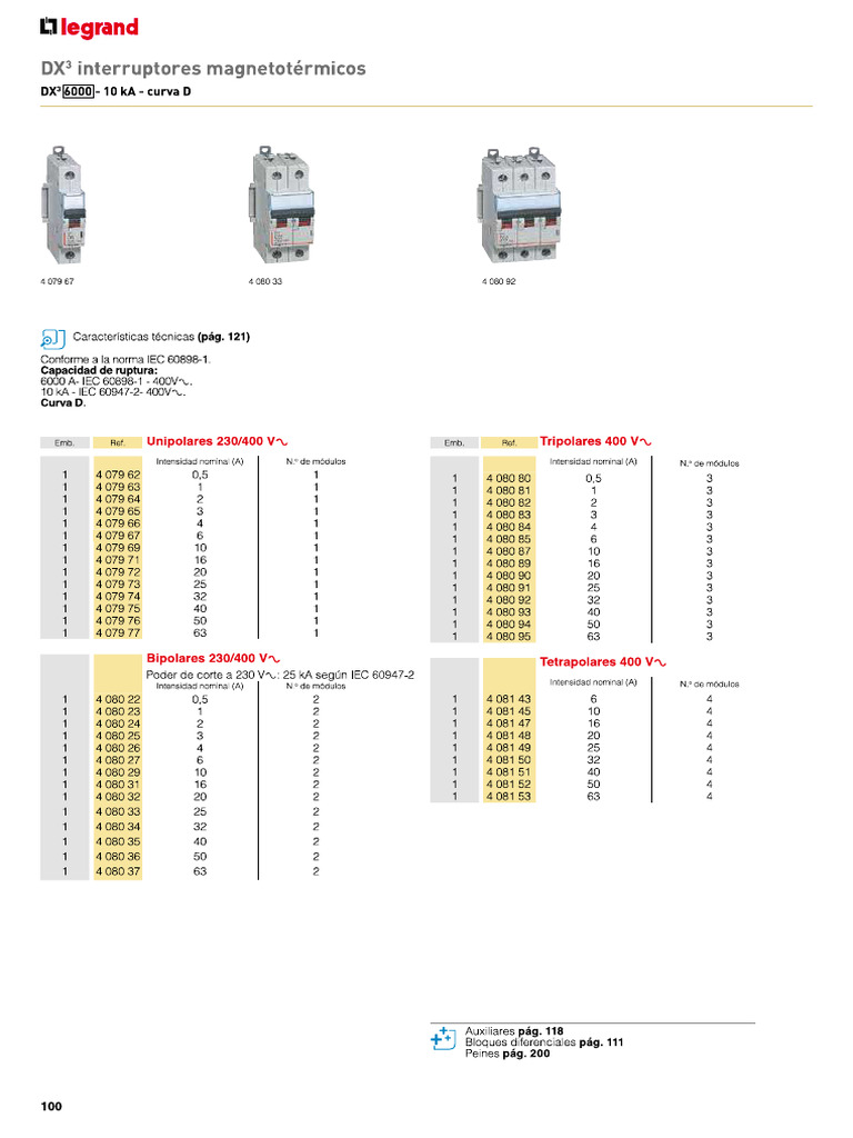 Interruptores Legrand Curva D 10ka | PDF