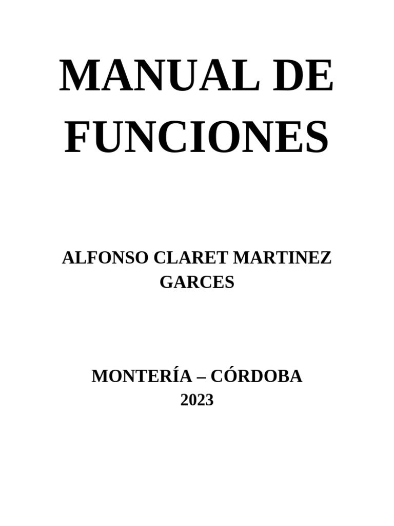Manual de Funciones Alfonso Claret | PDF