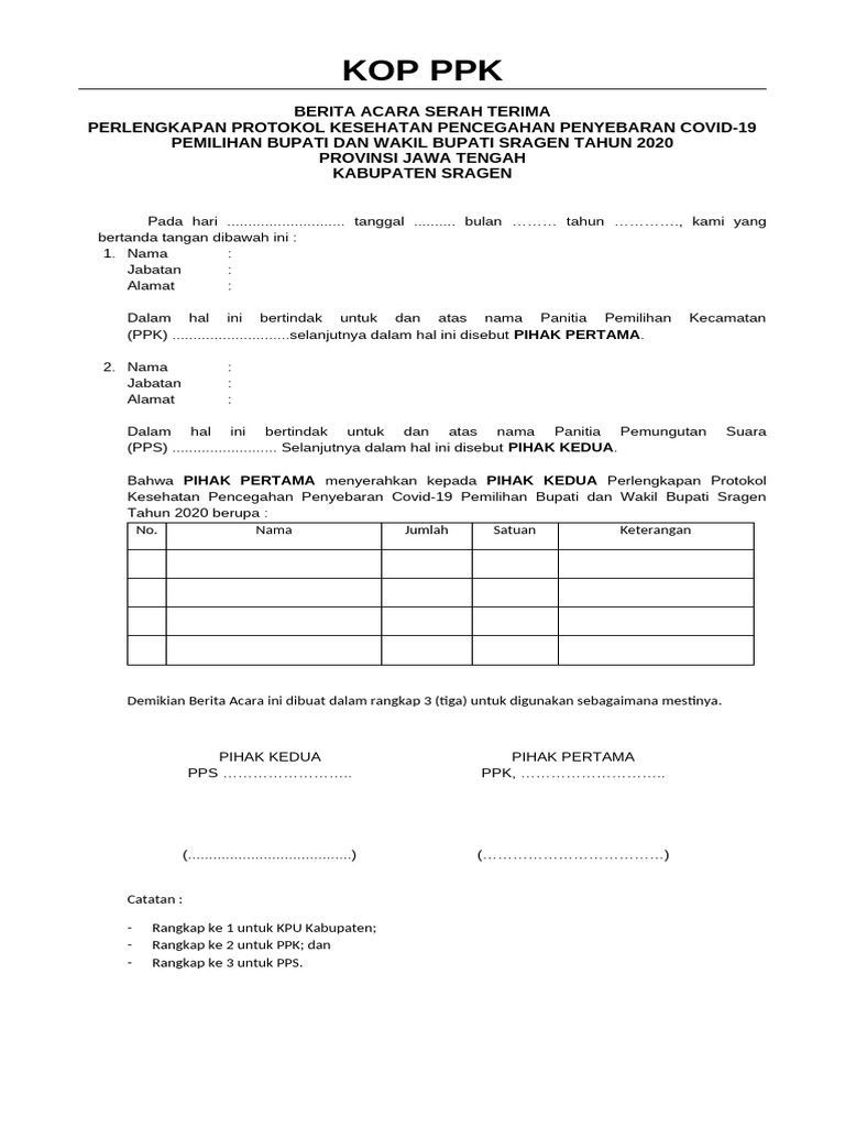 Contoh Ba Penerimaan Protokol Kesehatan | PDF