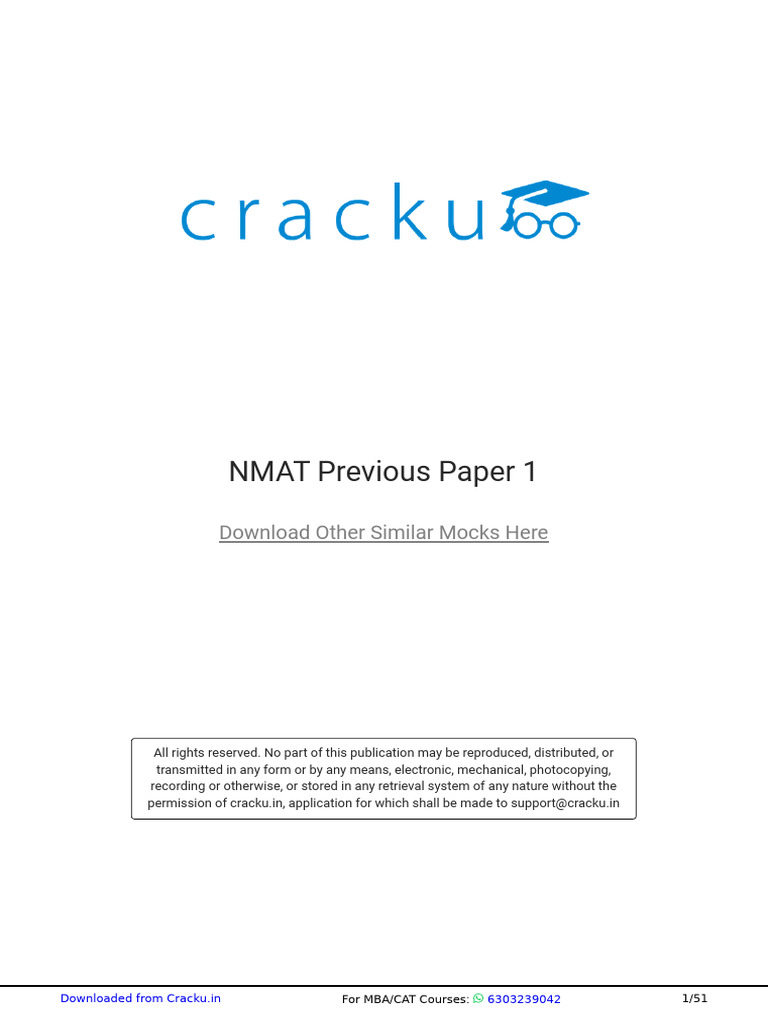 NMAT Previous Paper 1 by Cracku | PDF