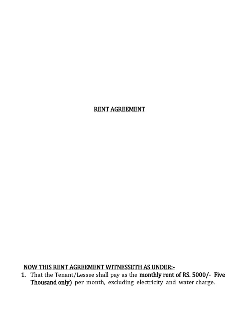 Rent Agreement | PDF