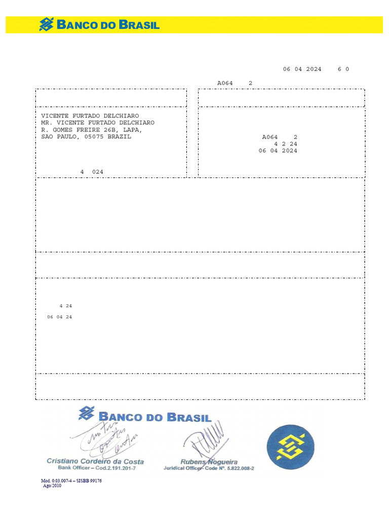 Banco Do Brazil M Securities Bank Statement Custody Account | PDF
