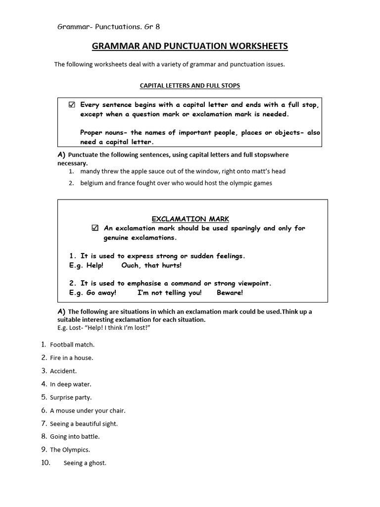Punctuation Activity Sheet | PDF | Comma | Foreign Language Studies