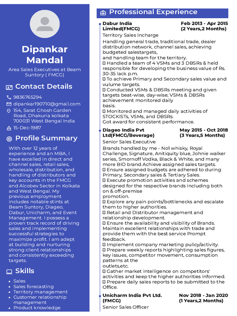 N1 Dipankar Mandal Resume 2024 | PDF