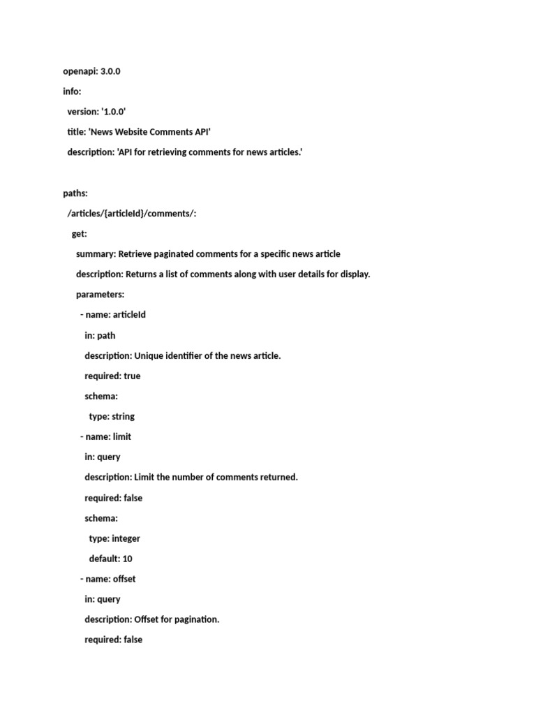 YAML OpenAPI 3 Specification | PDF