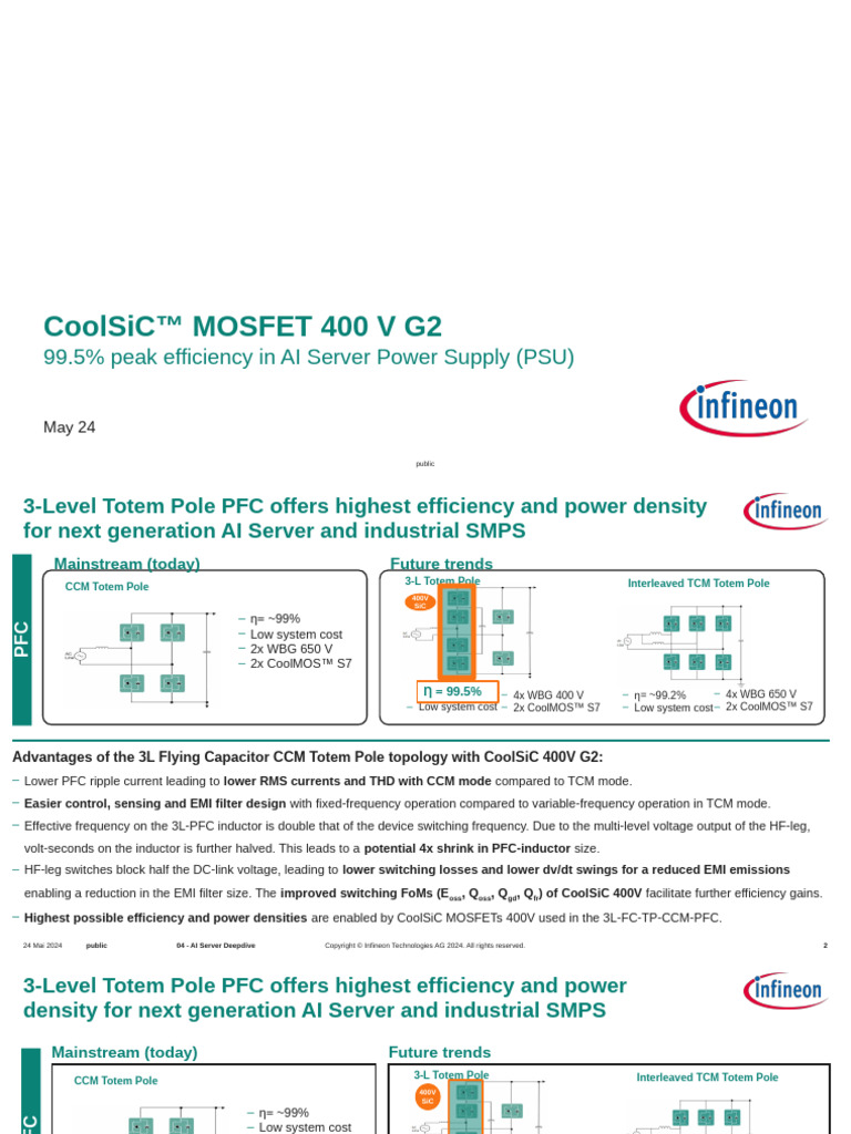 Infineon-400 V CoolSiC AI Server Deepdive-ProductPresentation-V01 00-En | PDF
