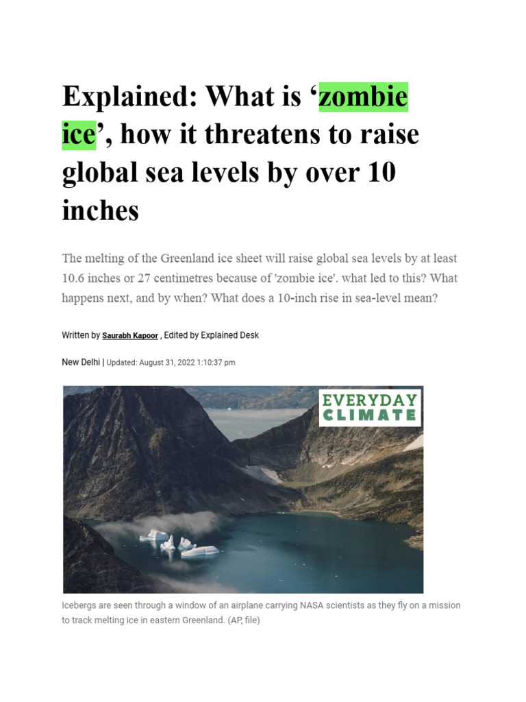 Explained What Is Zombie Ice', How It Threatens To Raise Global | PDF