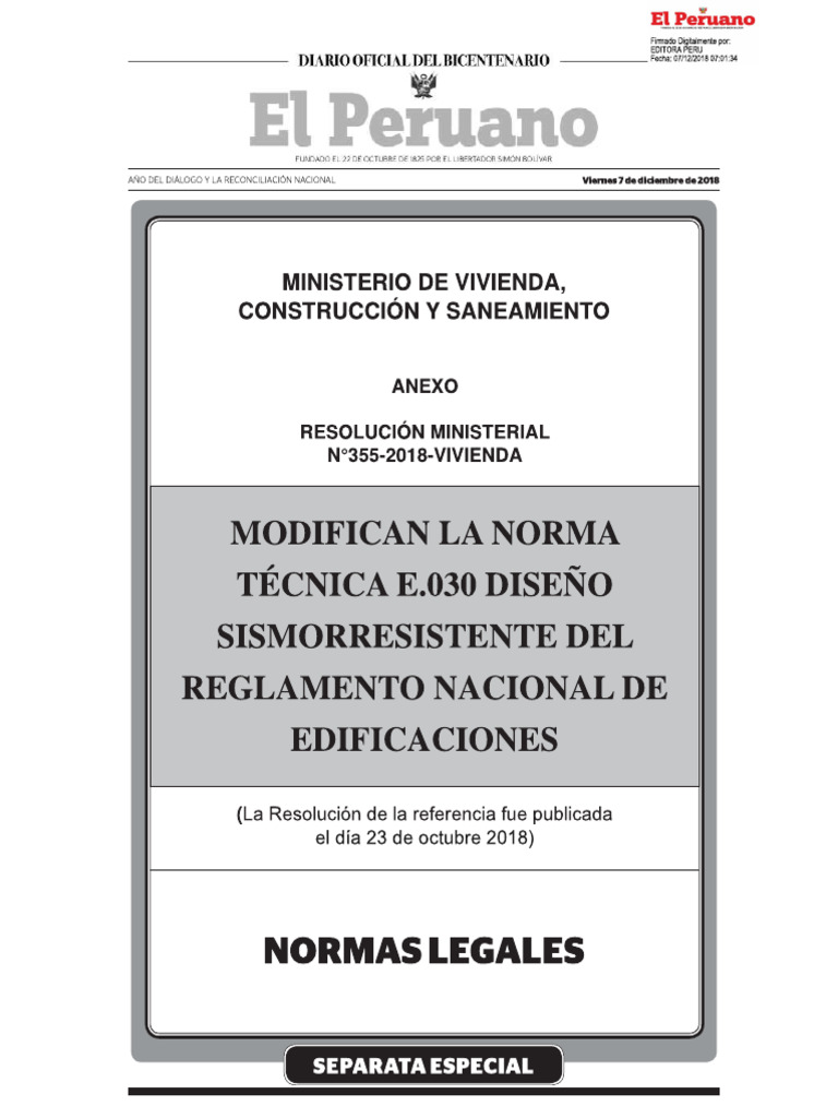 NTE E030-2018 (Diseño Sismorresistente) | PDF