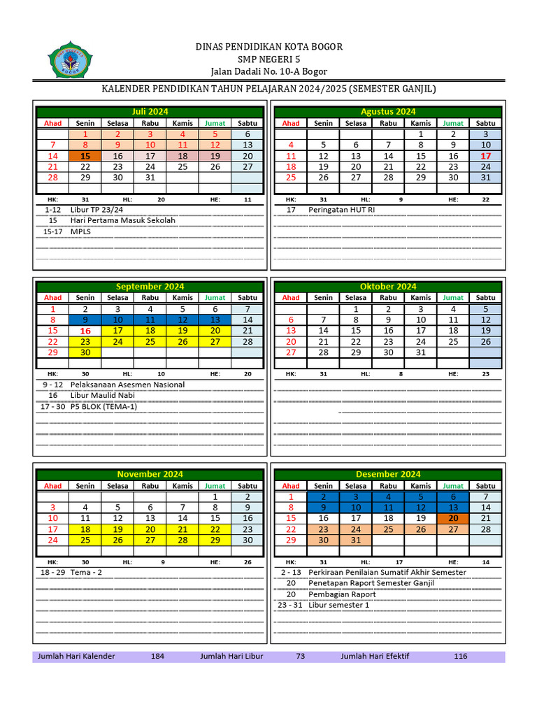 Kaldik 2425 SMPN 5 Bogor | PDF