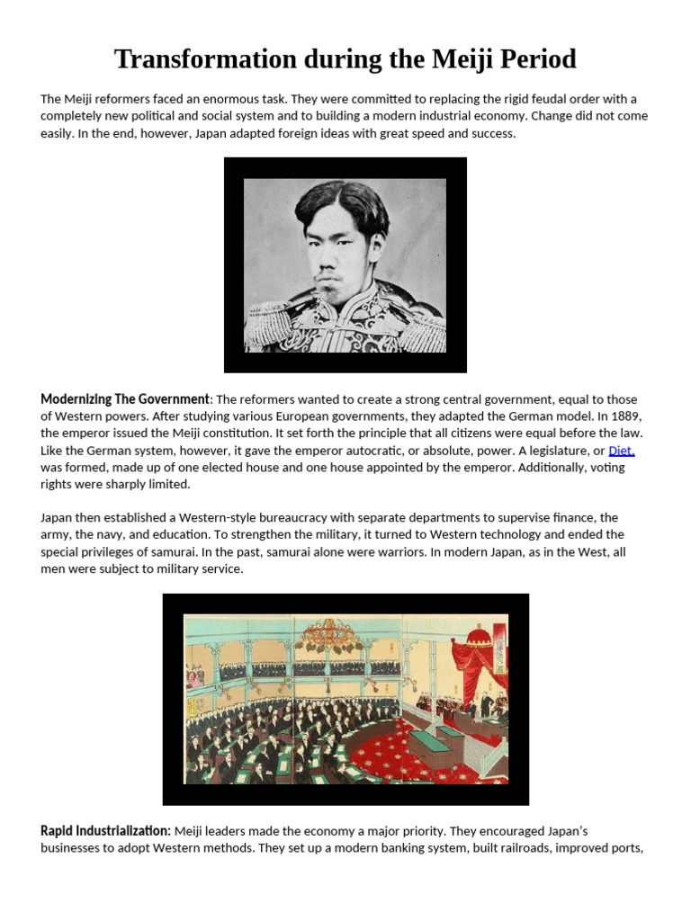 Transformation During The Meiji Period | PDF
