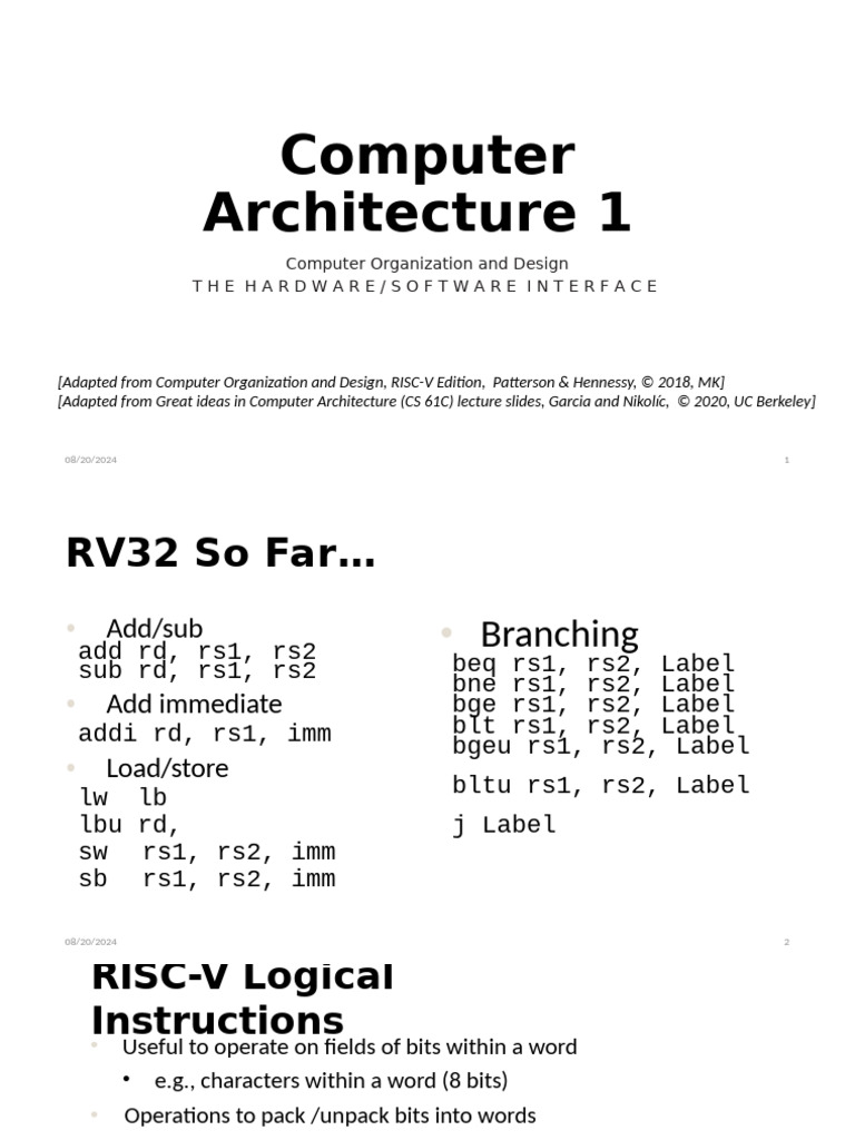 CA I - Chapter 2 Isa 2 Risc V | PDF