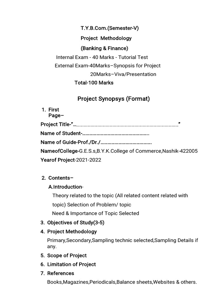 Project Methodology Format Tyb Com Pdf Pdf