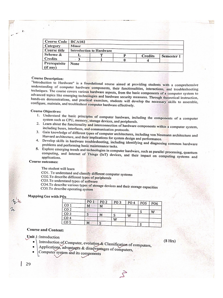 Computer Hardware Syllabus | PDF