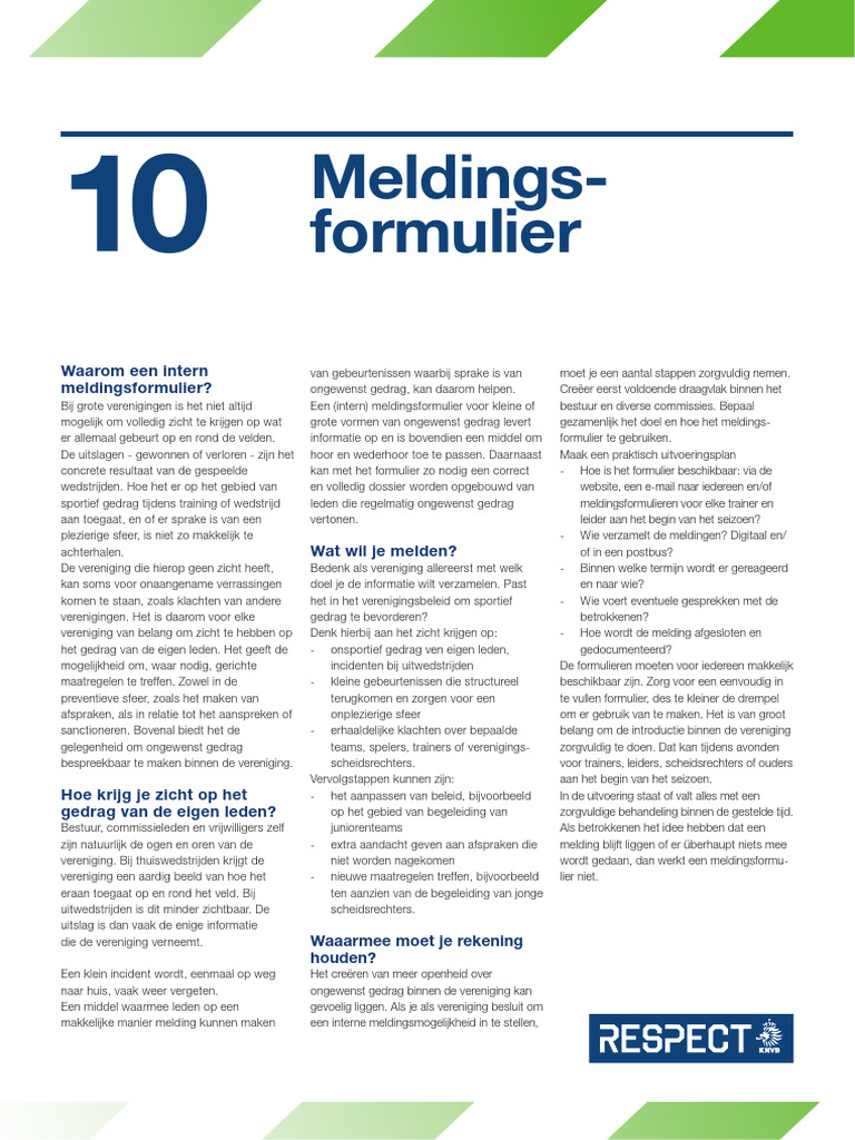 Meldings Formulier: Waarom Een Intern Meldingsformulier? | PDF