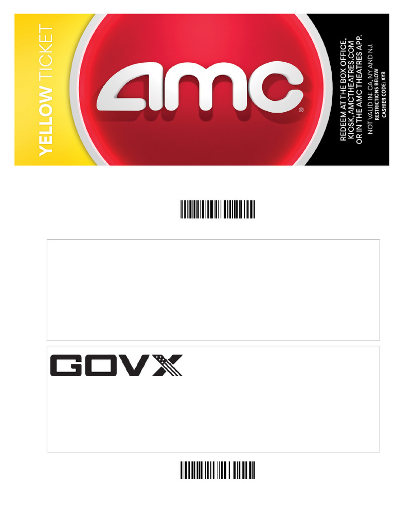 AMC Yellow Ticket: Not Valid in | PDF