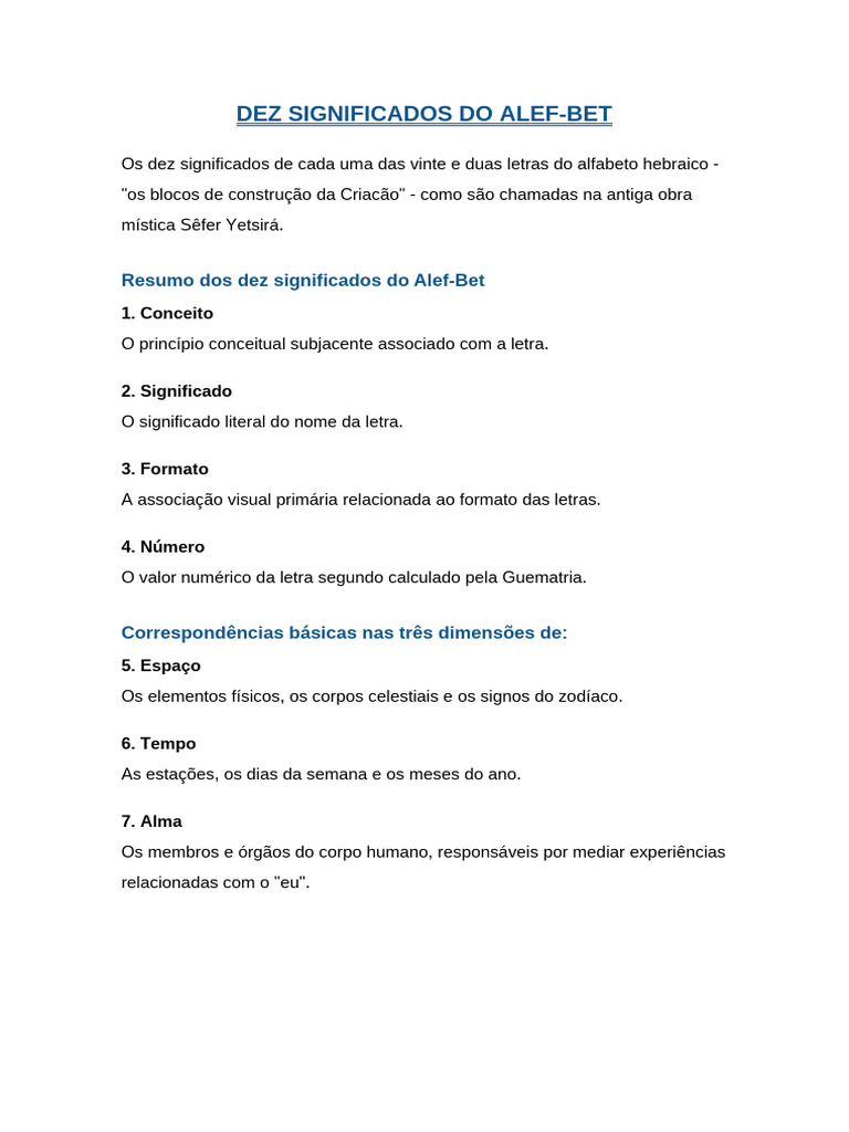 Dez Significados Do Alef-Beit | PDF