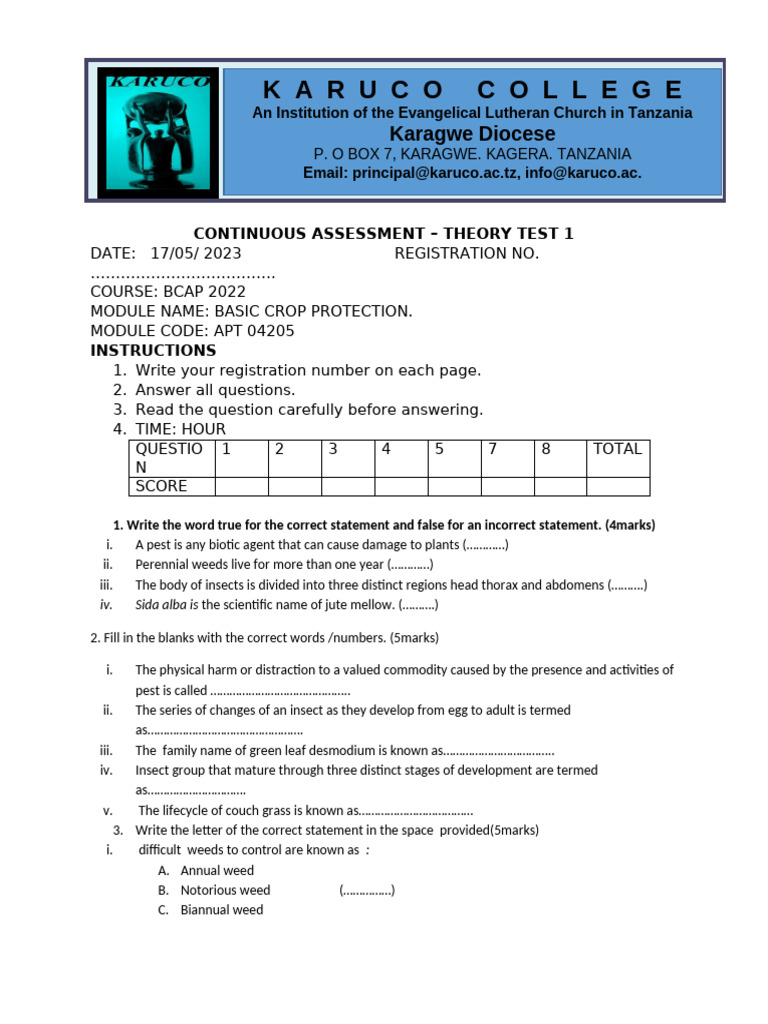 Crop Protection Exam Guide | PDF | Insects | Biological Pest Control