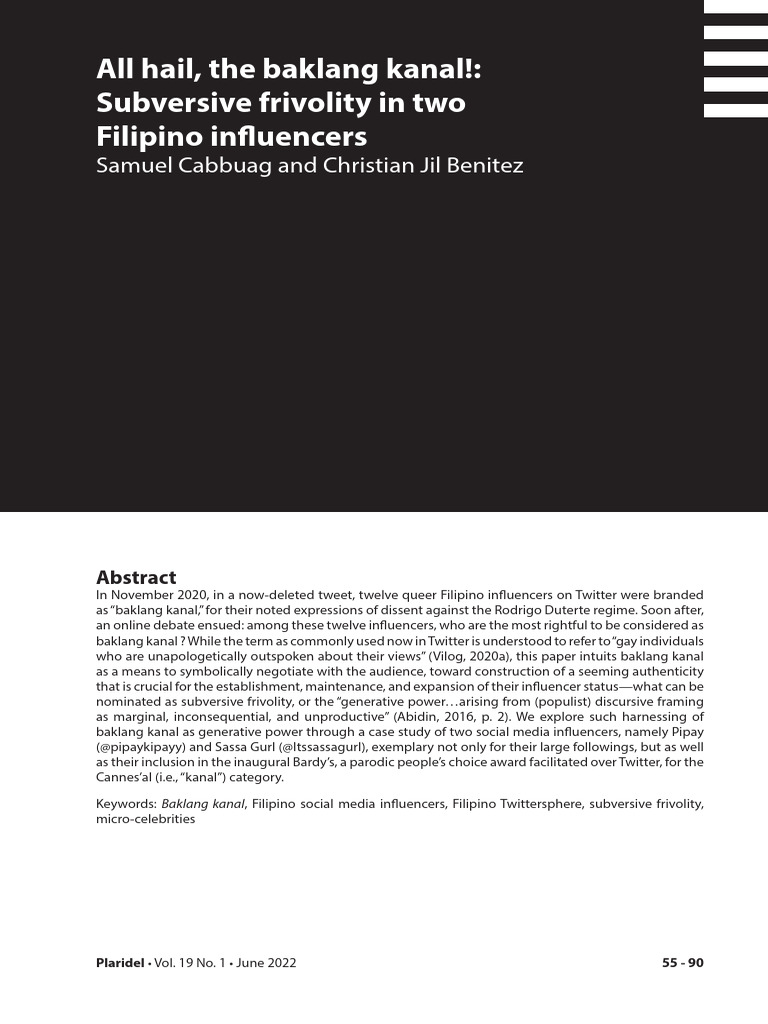 All Hail, The Baklang Kanal!: Subversive Frivolity in Two Filipino ...