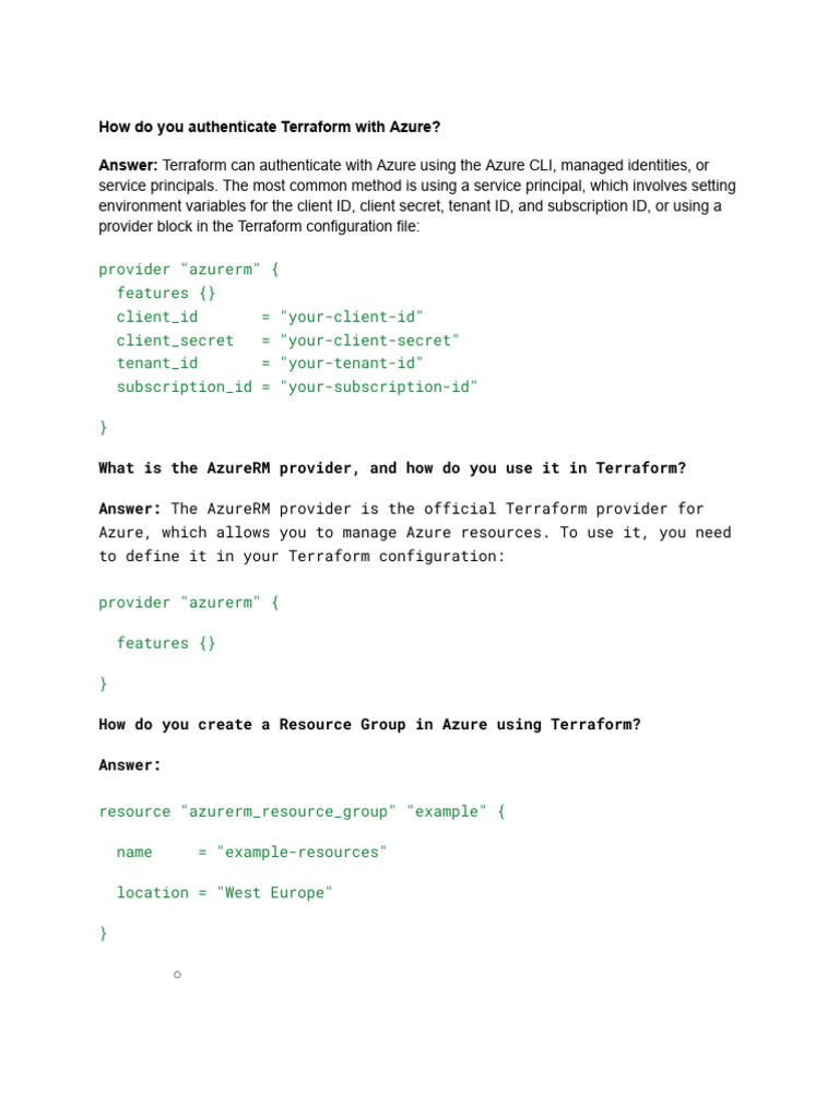 Terraform Questions Sample | PDF
