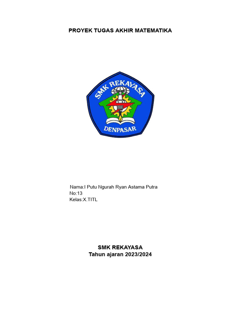 PROYEK TUGAS AKHIR MATEMATIKA Rah Ryan | PDF PROYEK TUGAS AKHIR MATEMATIKA Rah Ryan | PDF