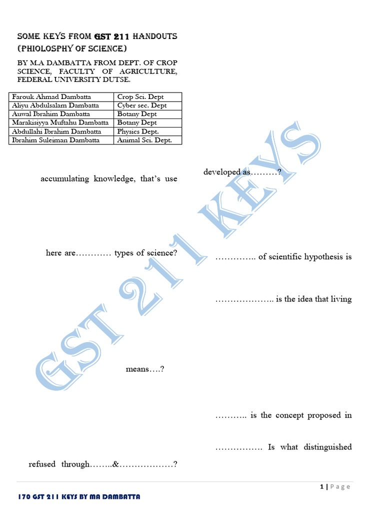 170 GST 211 Keys by M.A Dambatta-2 | PDF