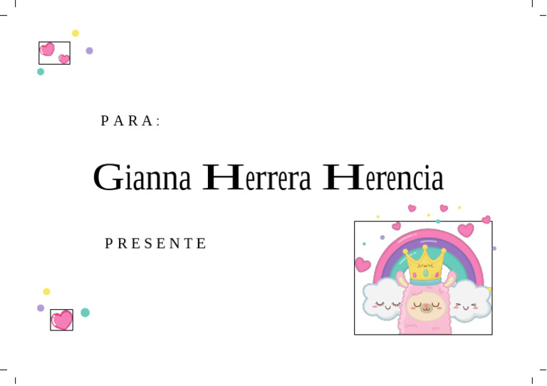 Pink Purple Yellow Creative Cute Cartoon Llama Evelope | PDF